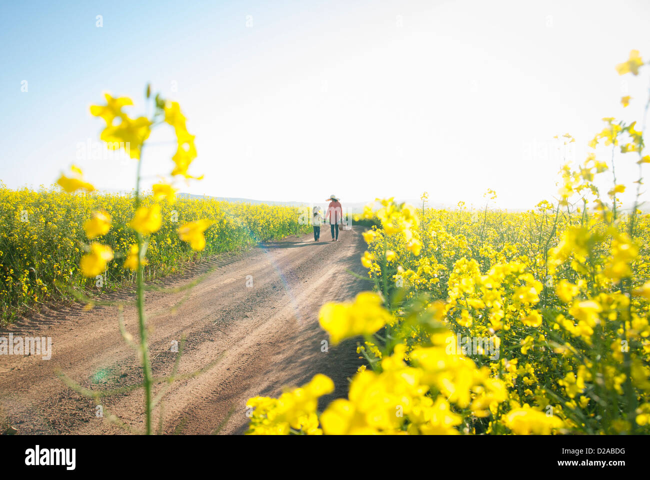 Mother and daughter walking on dirt road Stock Photo - Alamy