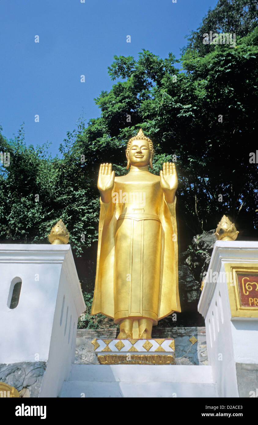 Laos. Luang Prabang. Wat Phousi. Standing Buddha Stock Photo - Alamy
