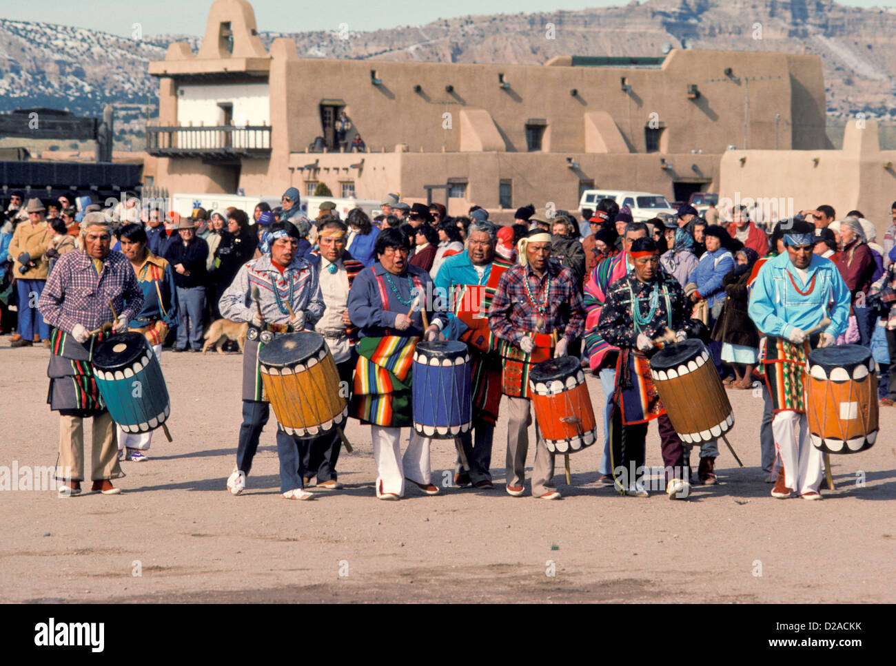 New Mexico. San Ildefonso. Drummers Dancing The Pueblo Comanche Dance ...