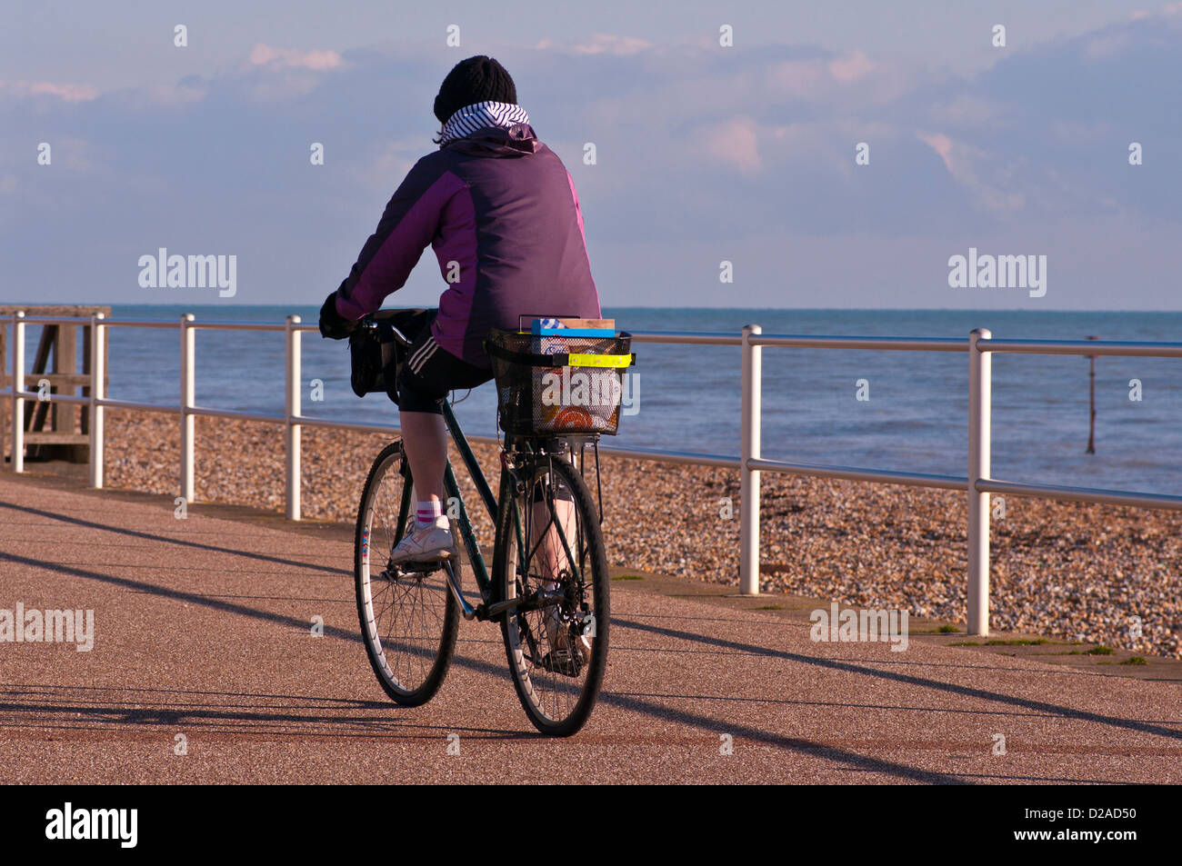 Rear View Of A Woman Riding A Bike Stock Photo - Alamy