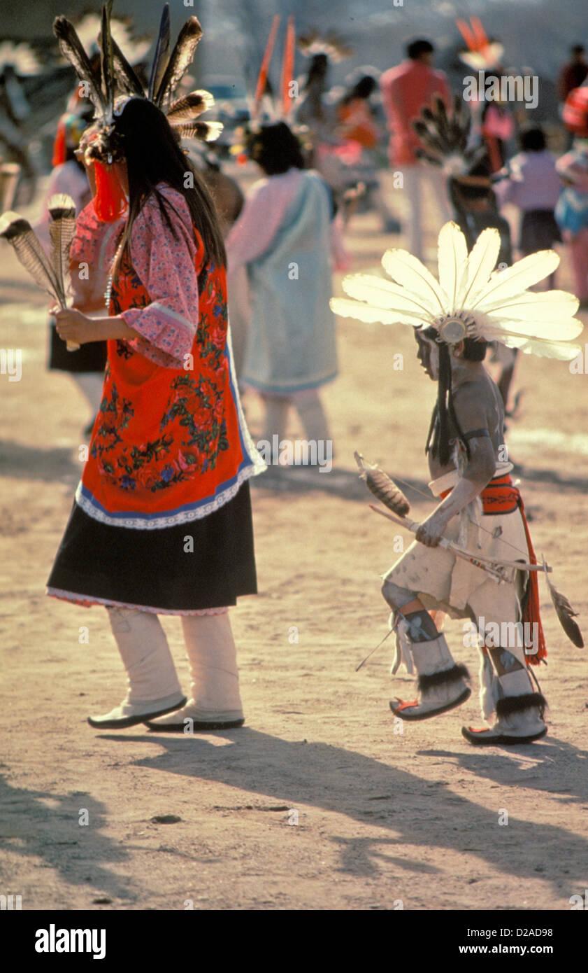 New Mexico, Pueblo. Native American Child And Adult Performing Buffalo ...
