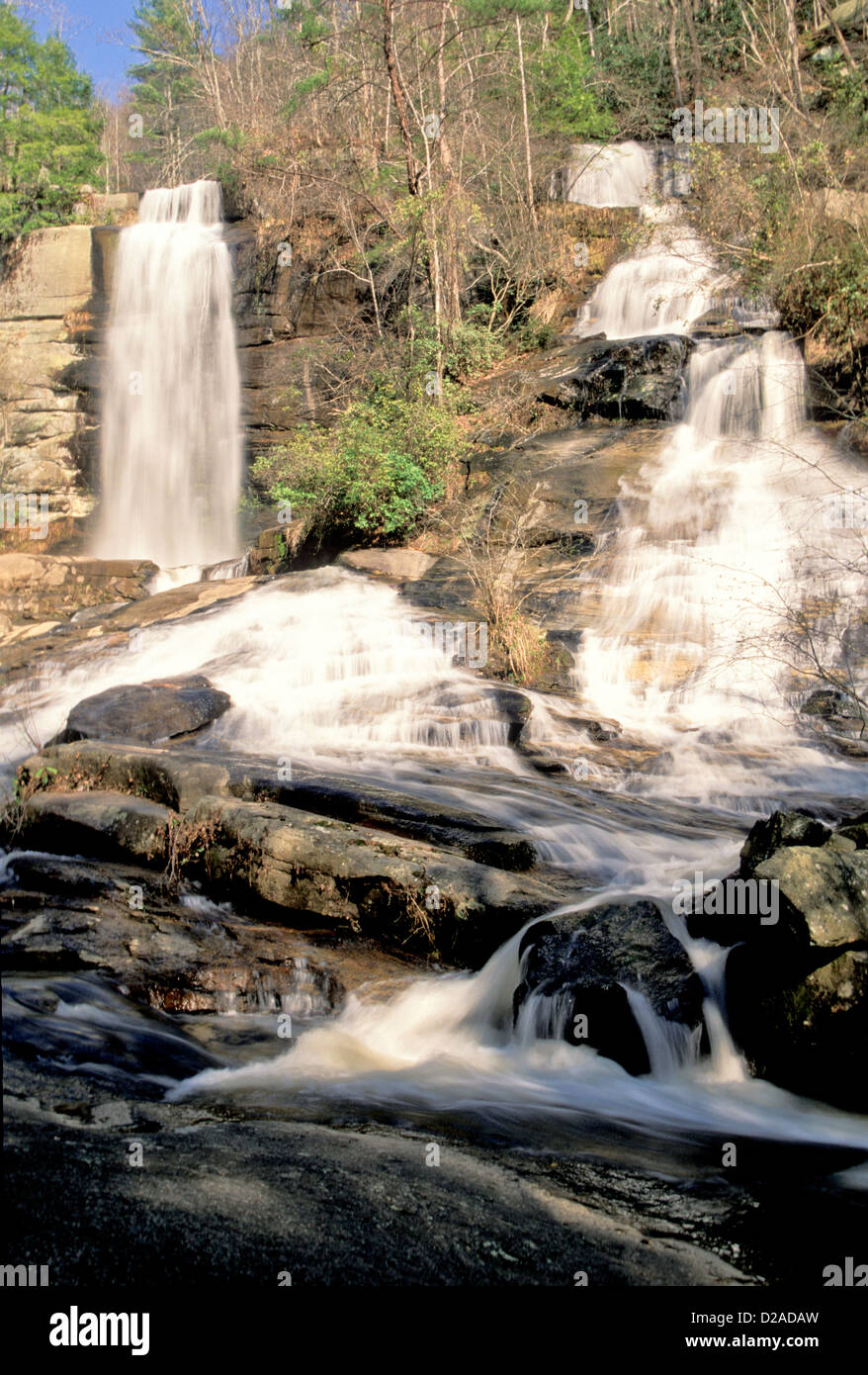 South Carolina Scenic Twin Falls Waterfalls In High Resolution Stock ...