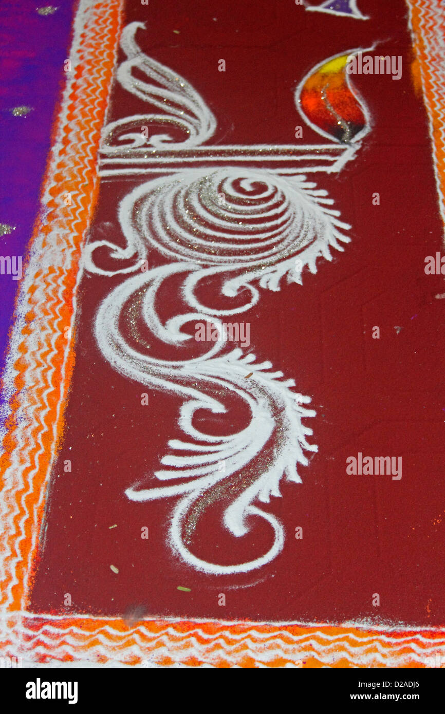 Colorful Rangoli during Diwali festival, Maharashtra, India Stock Photo ...