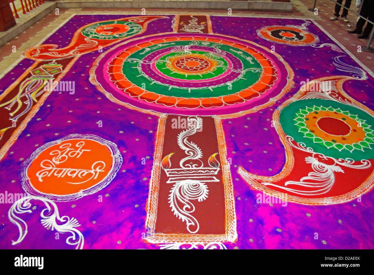 Colorful Rangoli during Diwali festival, Maharashtra, India Stock Photo ...