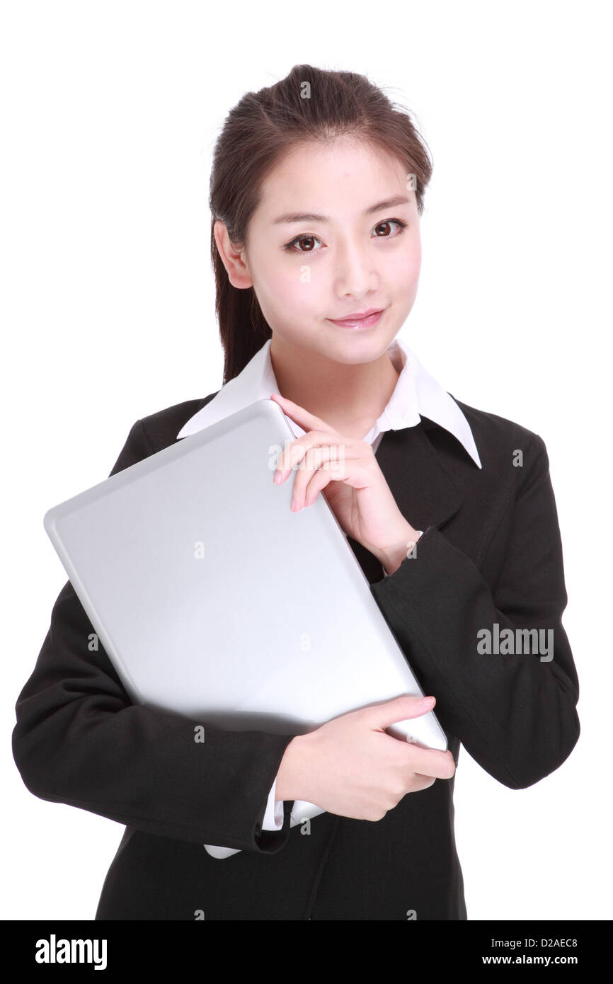 business woman with computer Stock Photo - Alamy