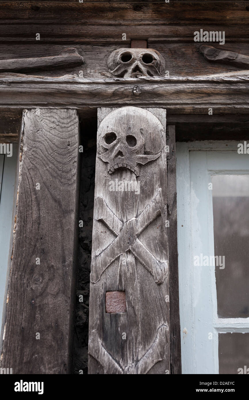 Macabre wooden carvings at L'aître Saint-Maclou (ancient charnel house ...