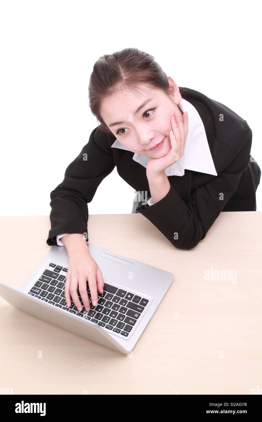 business woman with computer Stock Photo - Alamy
