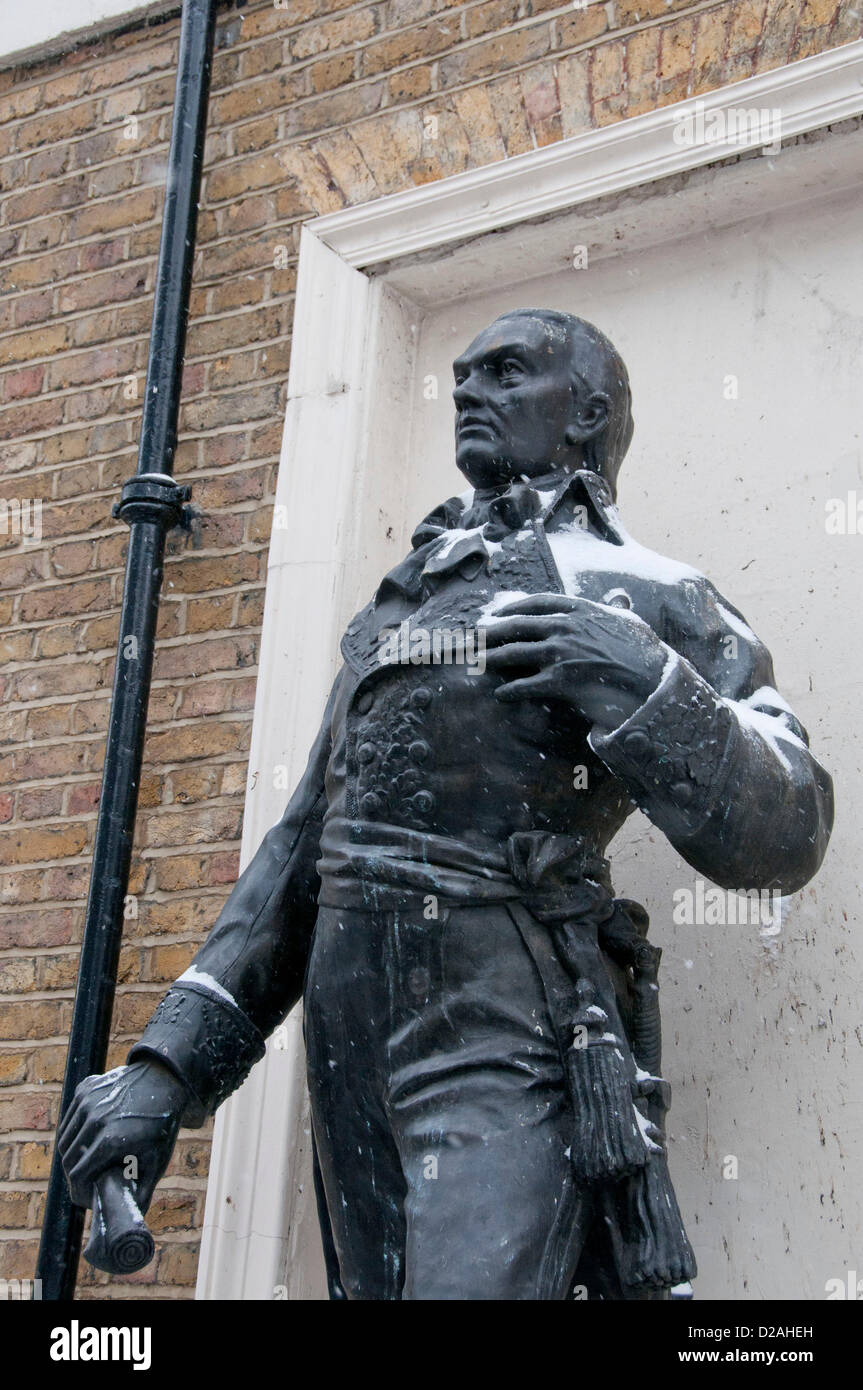 London, UK. 18/01/13. Snow covers a statue of Charles FitzRoy, 2nd Duke ...