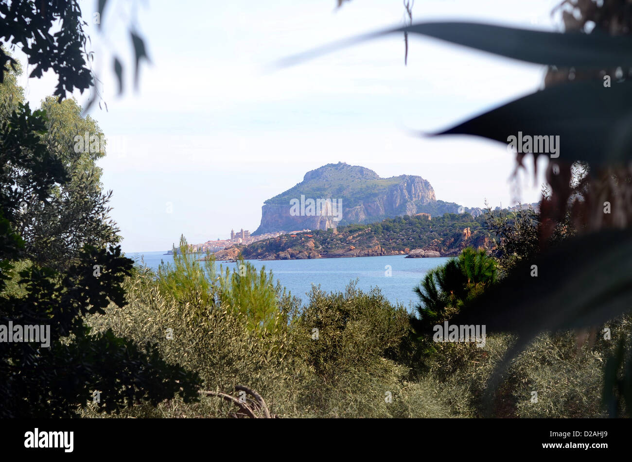 Cefalù rock in Cefalù Sicily Italy Stock Photo - Alamy