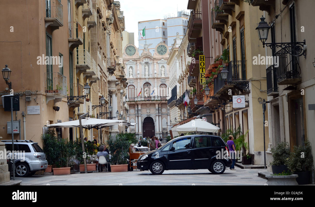 Street scenes in Trapani, port town in Sicily near Palermo Stock Photo ...
