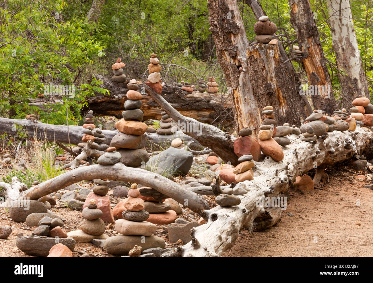 Stacks of Stones at Buddha Beach near Cathedral Rock in West Sedona ...