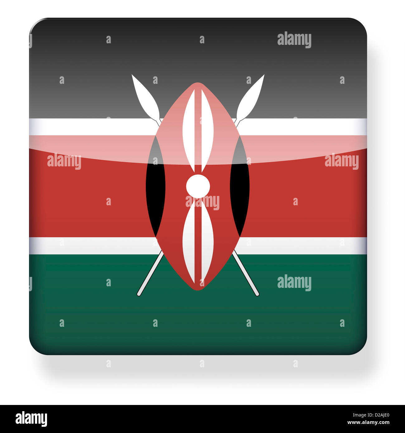 Kenya flag as an app icon. Clipping path included Stock Photo - Alamy