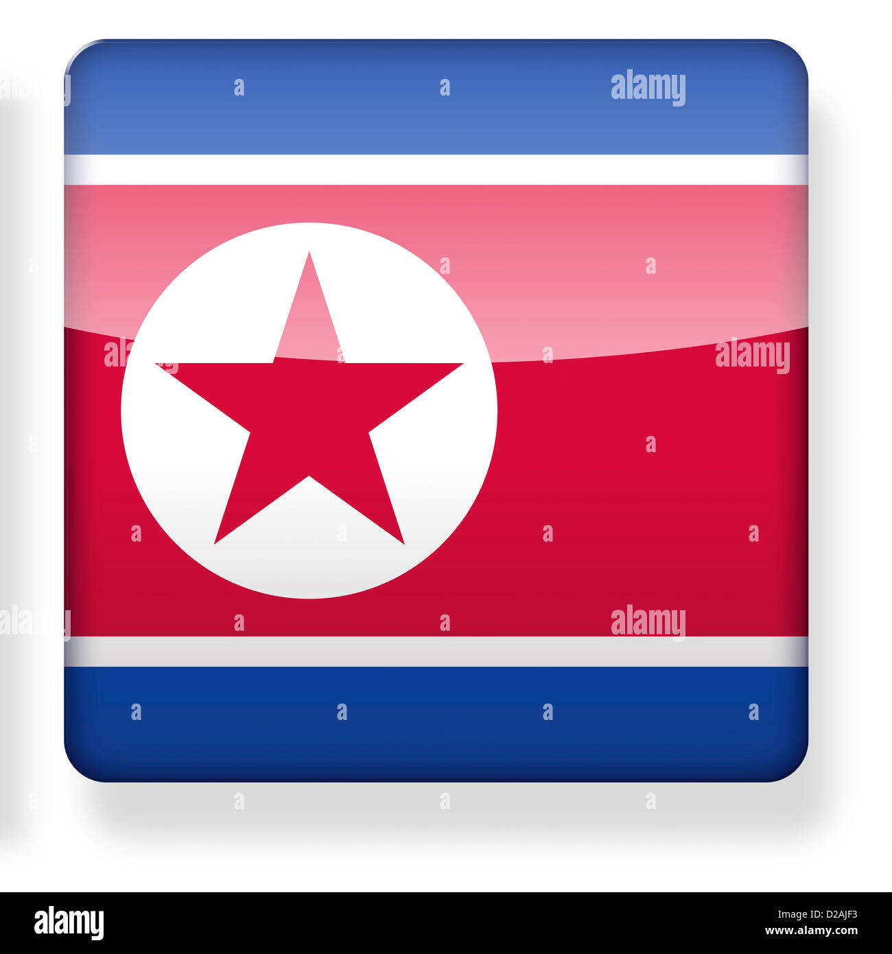 North Korea flag as an app icon. Clipping path included Stock Photo - Alamy
