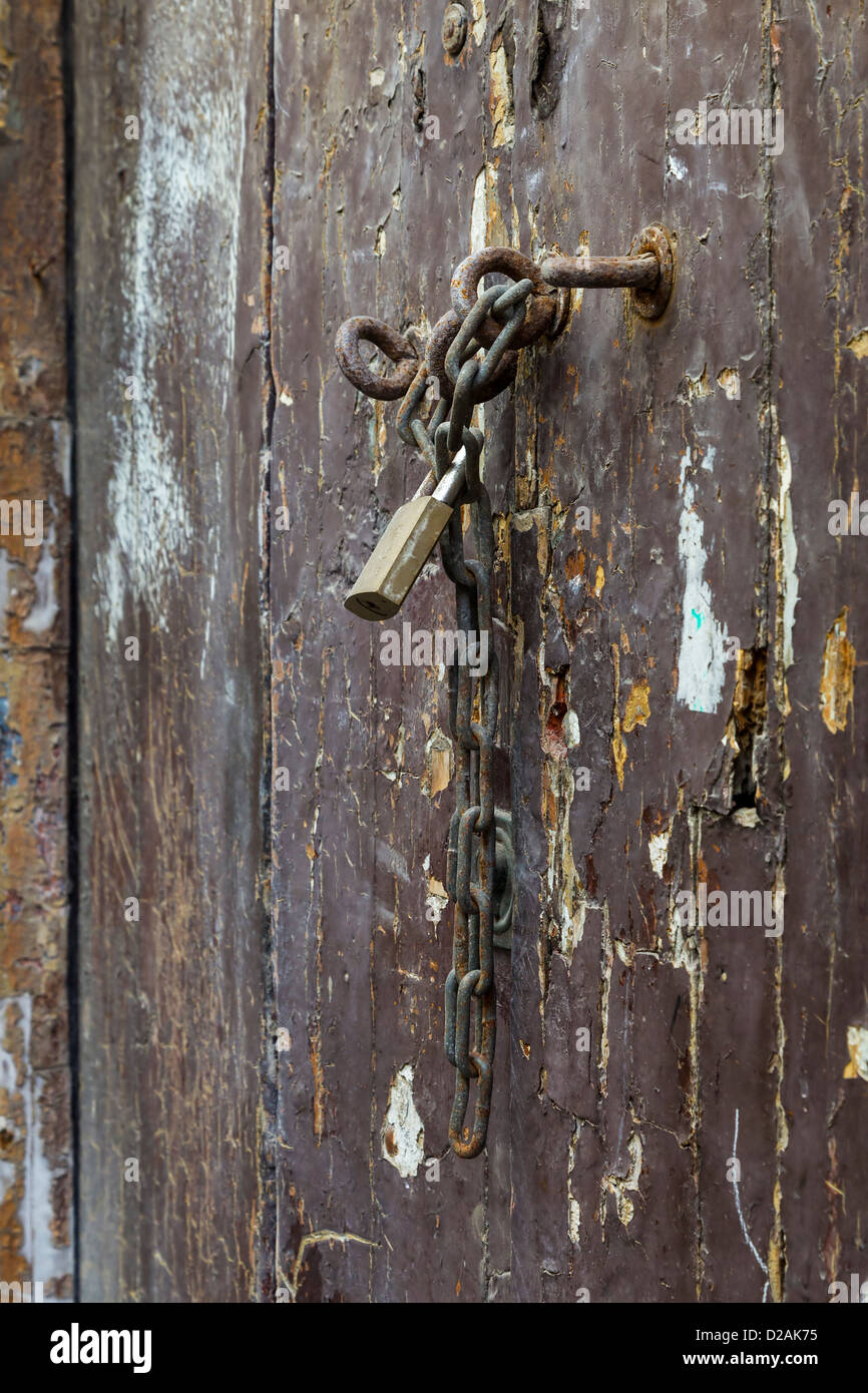 Padlock on door Cadiz Spain Stock Photo - Alamy