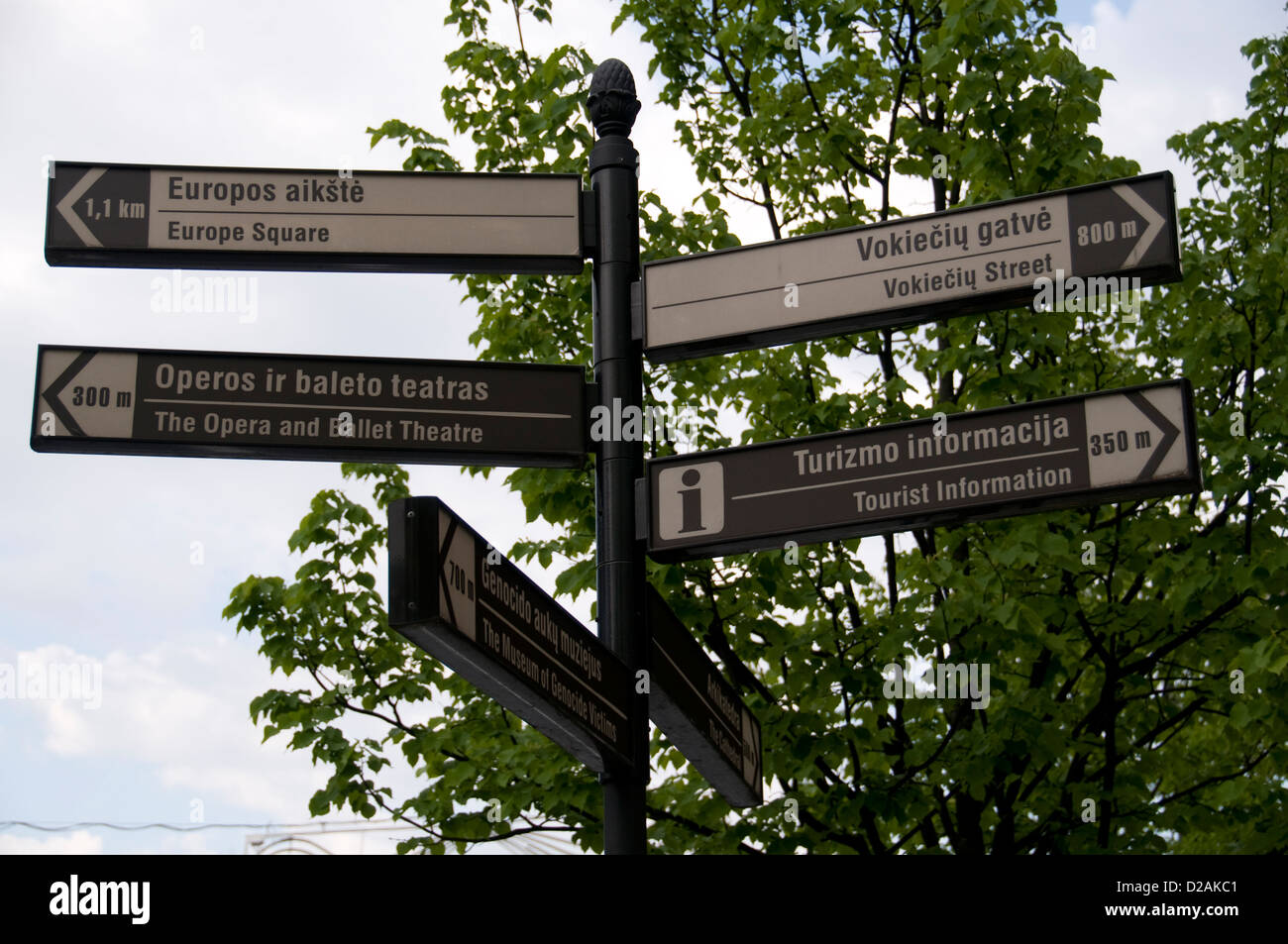 One of the tourist signs in Vilnius,Lithuania,Baltic States Stock Photo ...