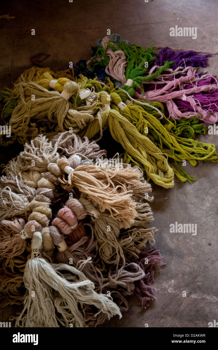 Dyed wool on the factory floor. The colors are according to current ...