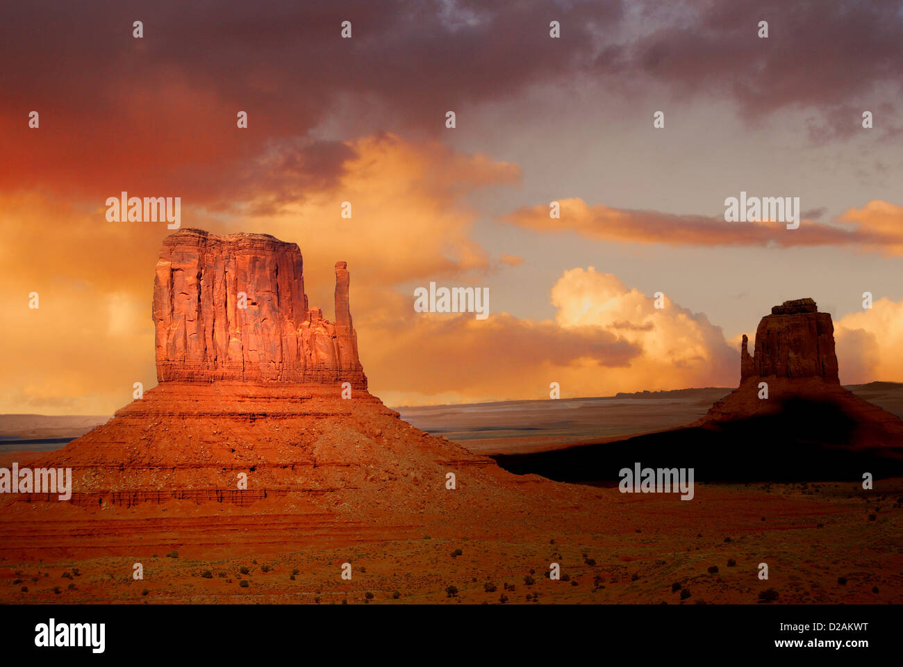 Twin peaks of the "Mittens" which are rock formations in the Navajo ...