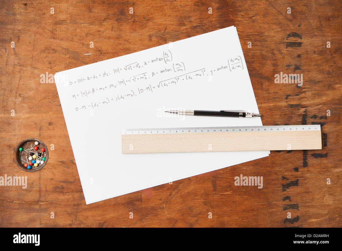 Ruler and pen on paper Stock Photo - Alamy