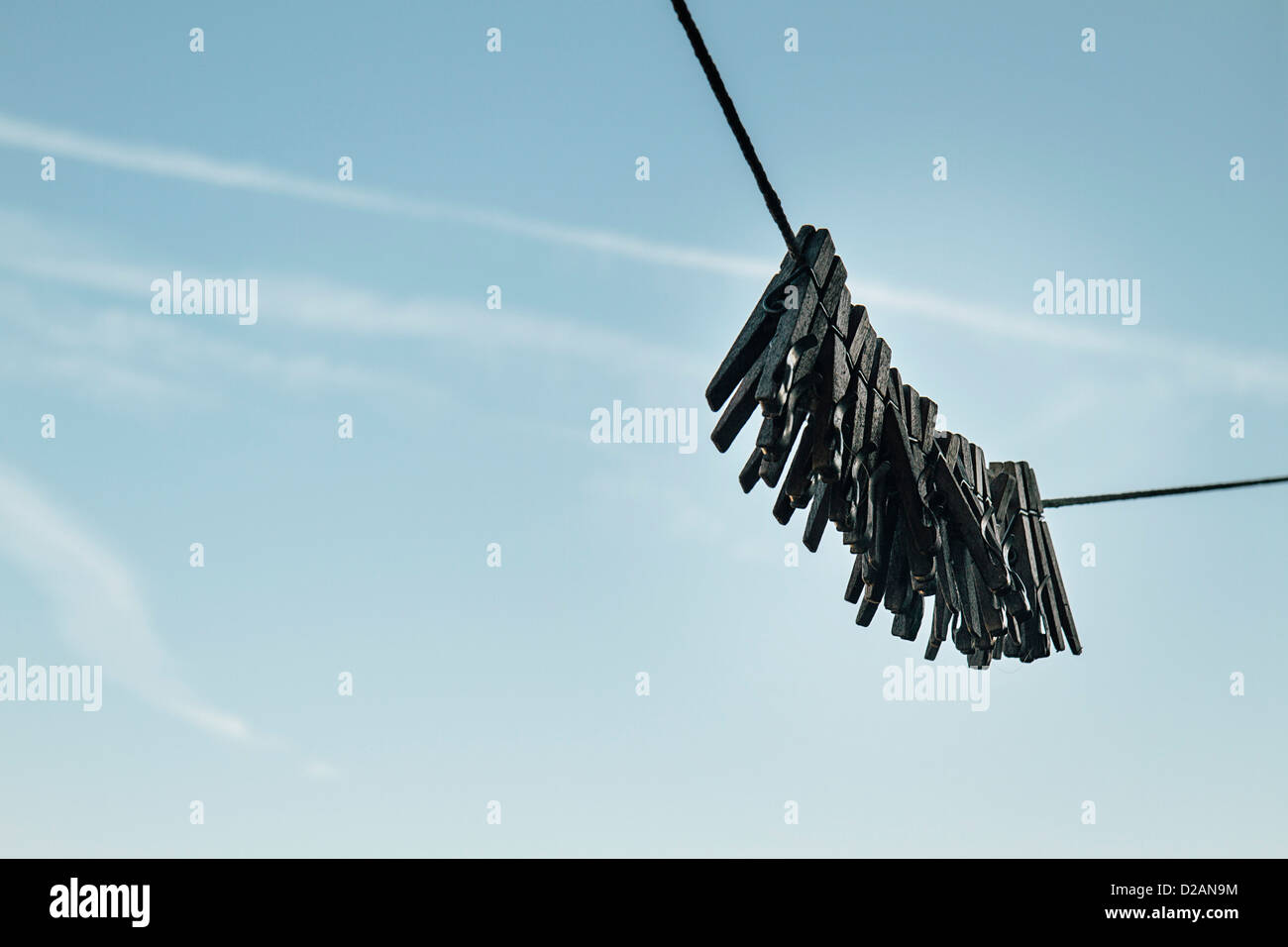 clothes line with clothes pins Stock Photo - Alamy