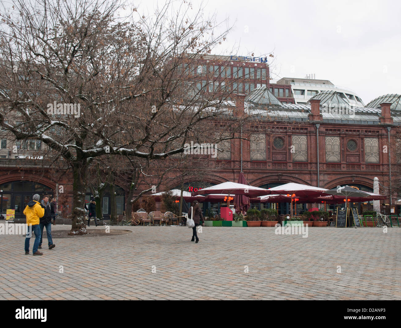 Hackescher Markt in Berlin Germany, restaurant under the metro viaduct ...