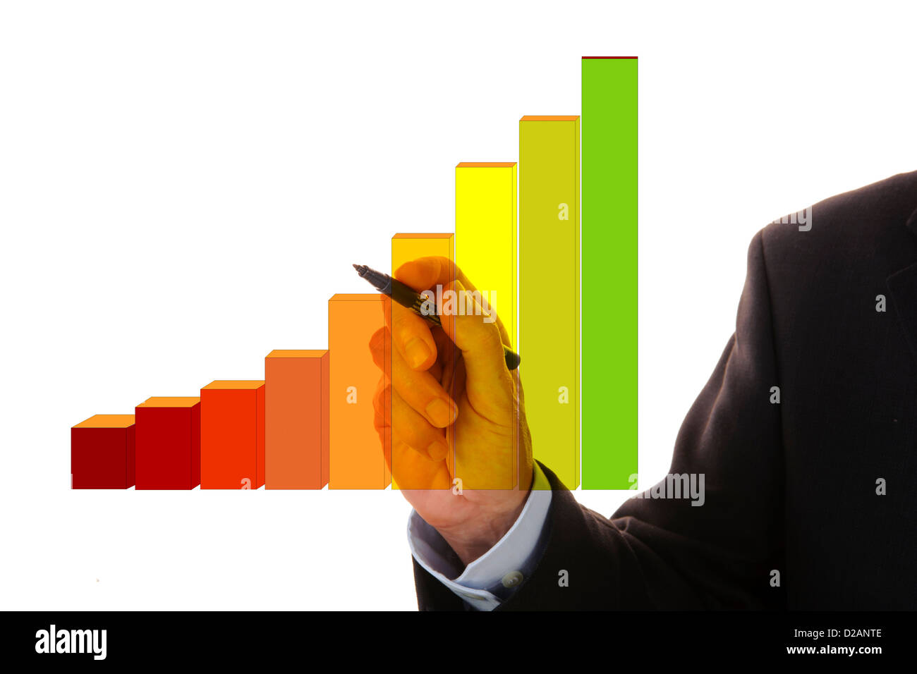 hand of business man shows success with diagram Stock Photo - Alamy