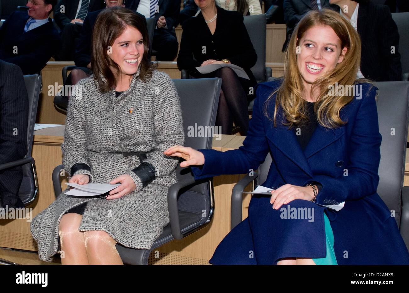 British princesses Beatrice of York (R) and her sister Eugenie of York ...