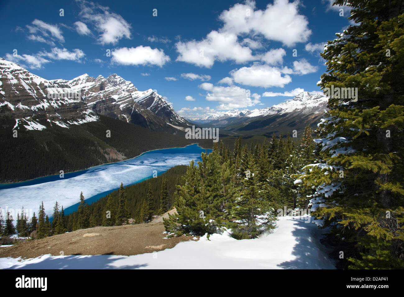 PART FROZEN PEYTO LAKE BANFF NATIONAL PARK ALBERTA CANADA Stock Photo ...