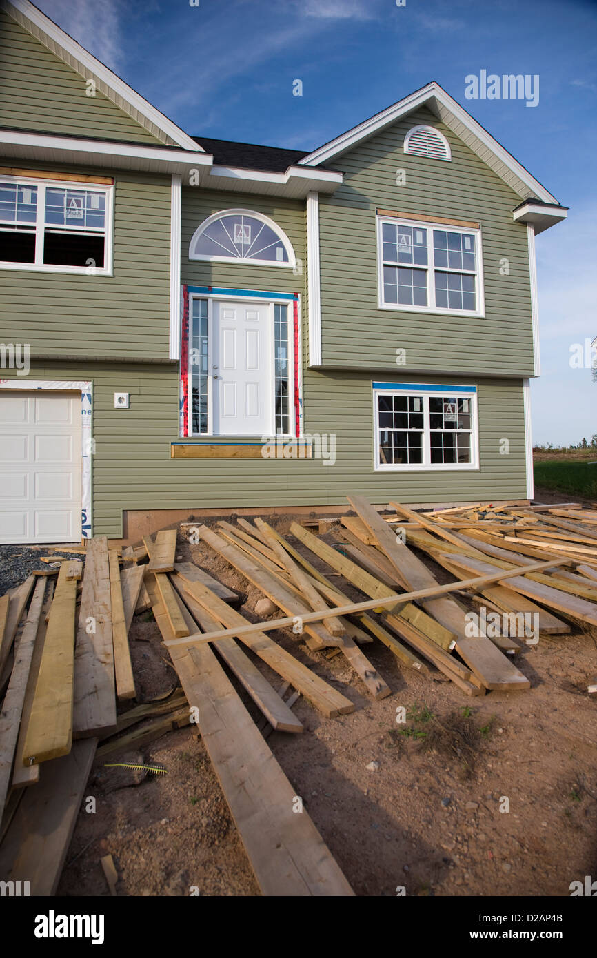 New build wooden house under construction in Lantz, Halifax, Nova ...