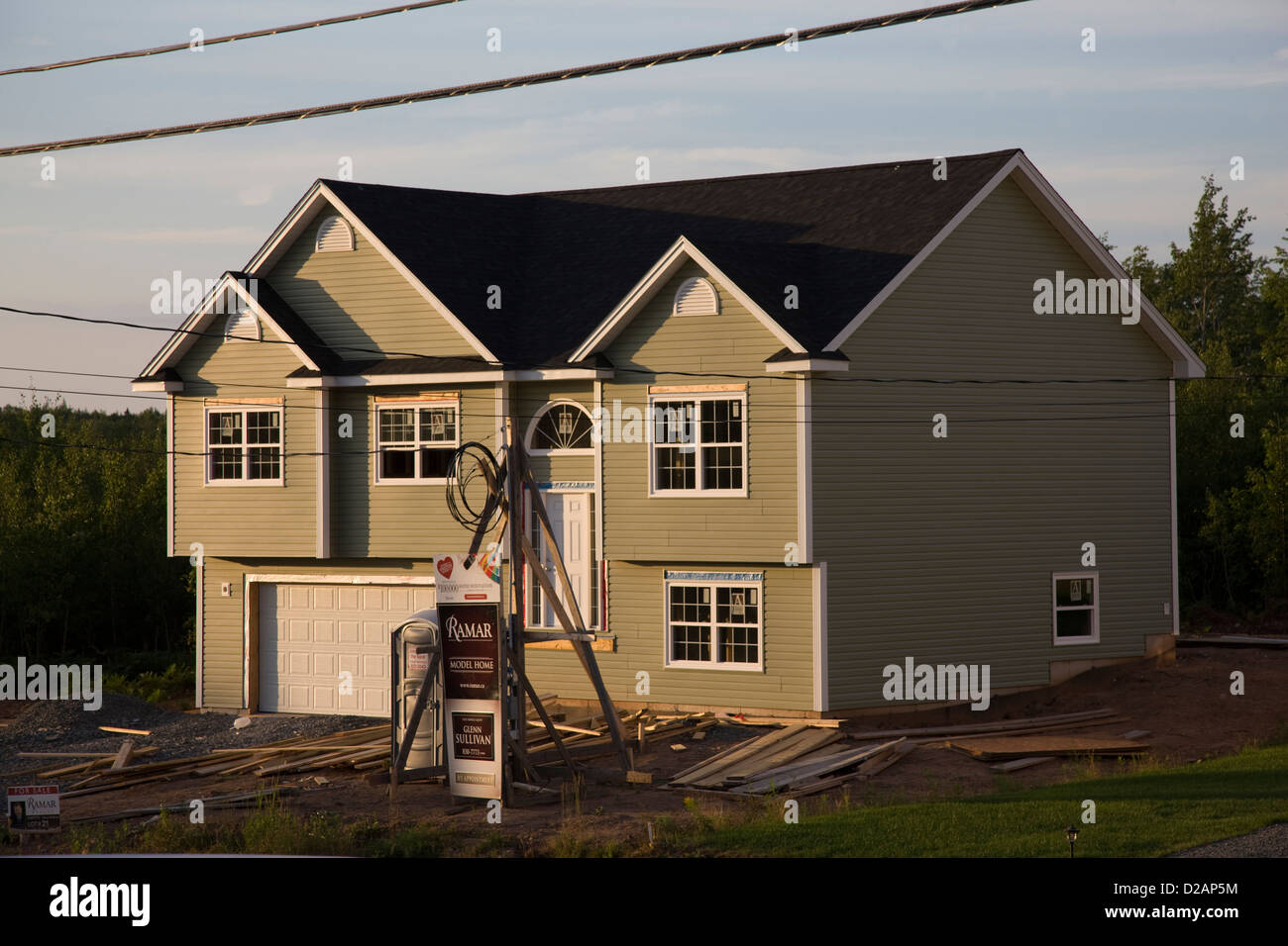 New build wooden house under construction in Lantz, Halifax, Nova ...
