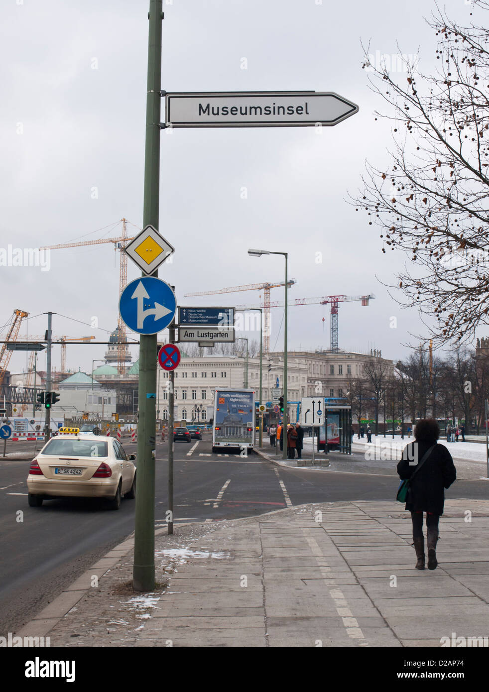 Street crossing in Berlin Germany with traffic signs directing to ...