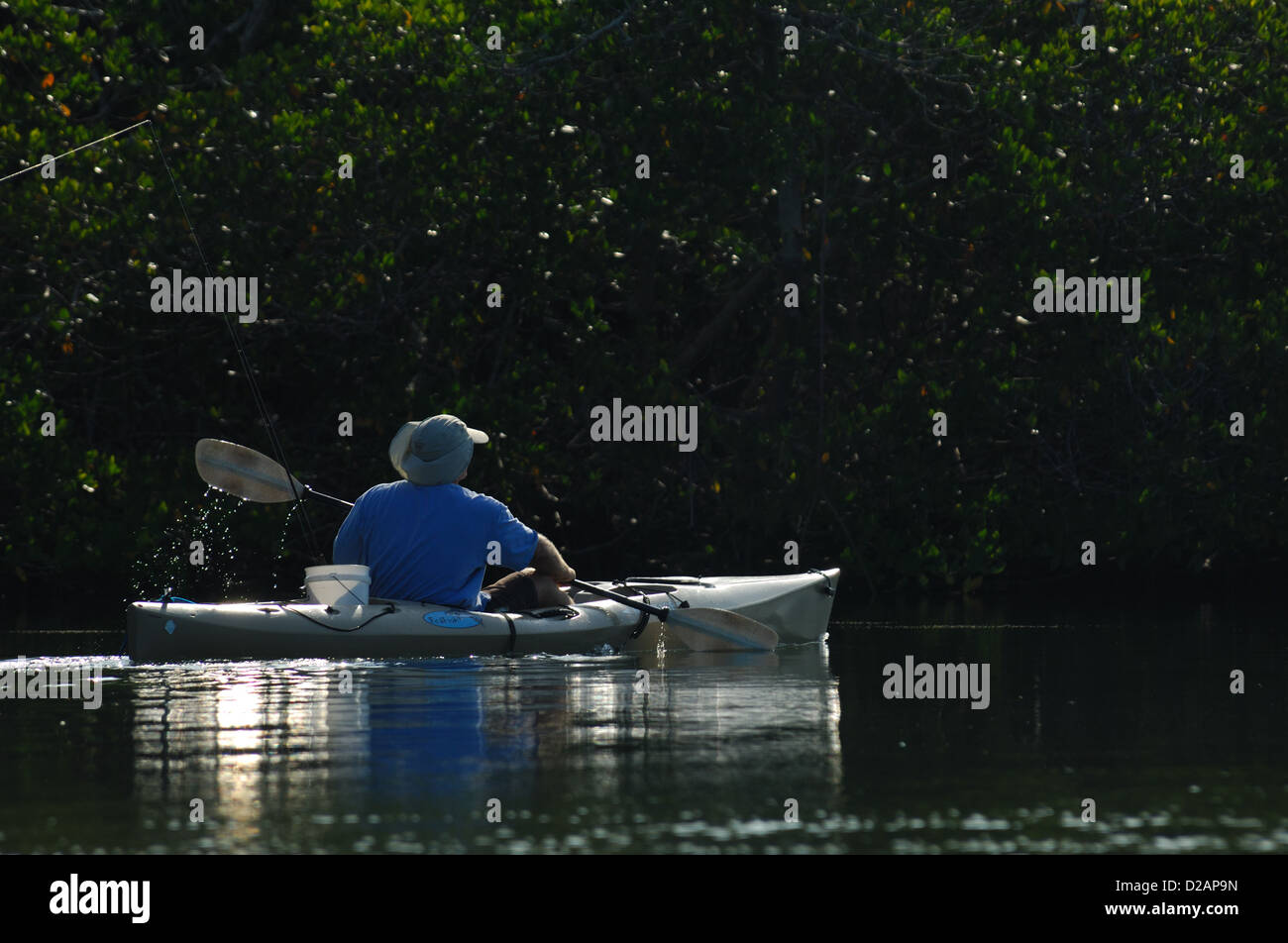 Man paddling and fishing from a kayak, Naples Florida Stock Photo - Alamy
