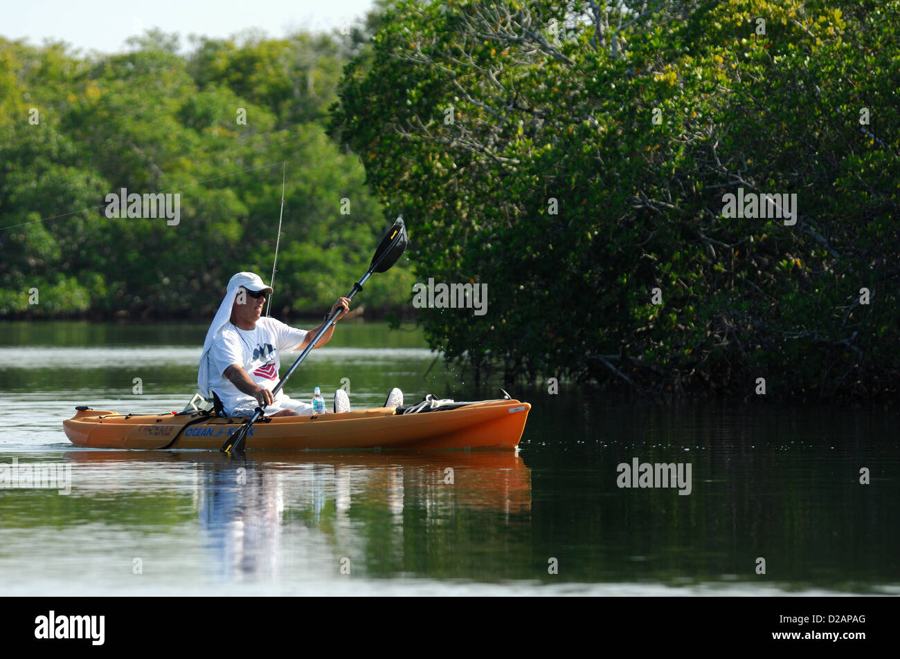 Man paddling and fishing from a kayak, Naples Florida Stock Photo - Alamy