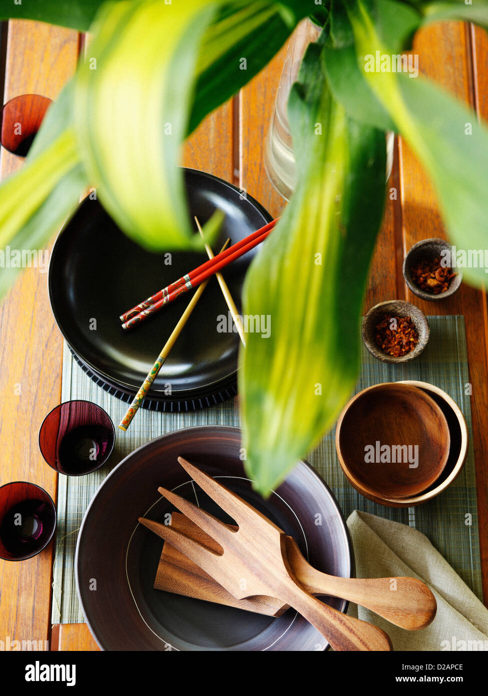 Asian lunch table setting Stock Photo - Alamy