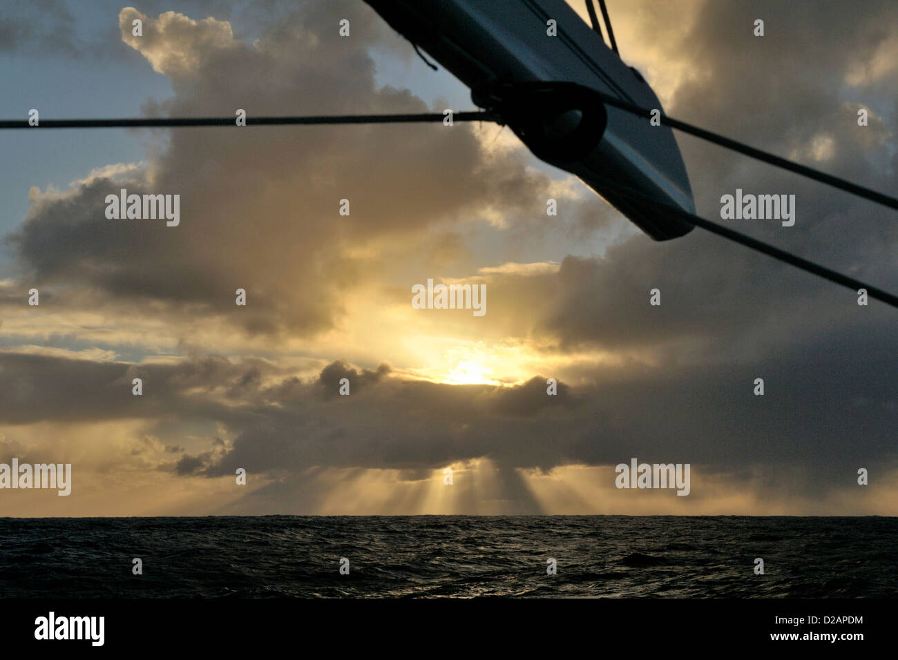 Squall alongside of cruising yacht sailing offshore in the South ...