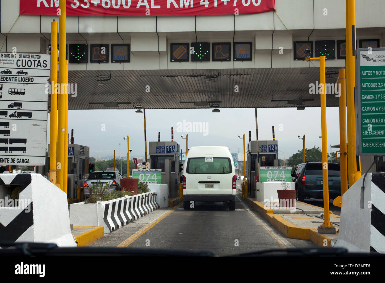 Toll path booths on 150d Highway south from Mexico City DF towards ...