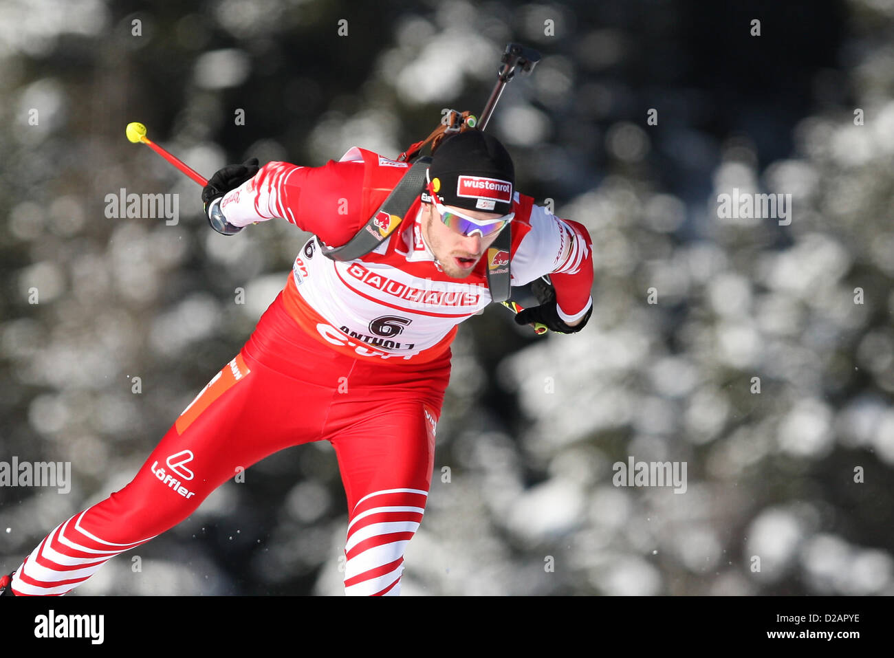18.01.2013 Anterselva, Italy. Dominik Landertinger (AUT) in action ...