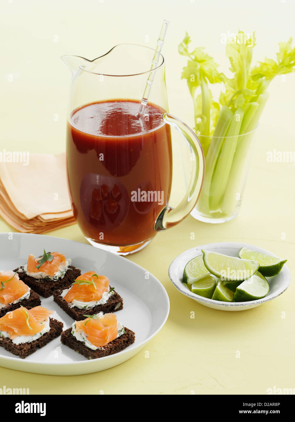 Plate of salmon crudites with cocktail Stock Photo - Alamy