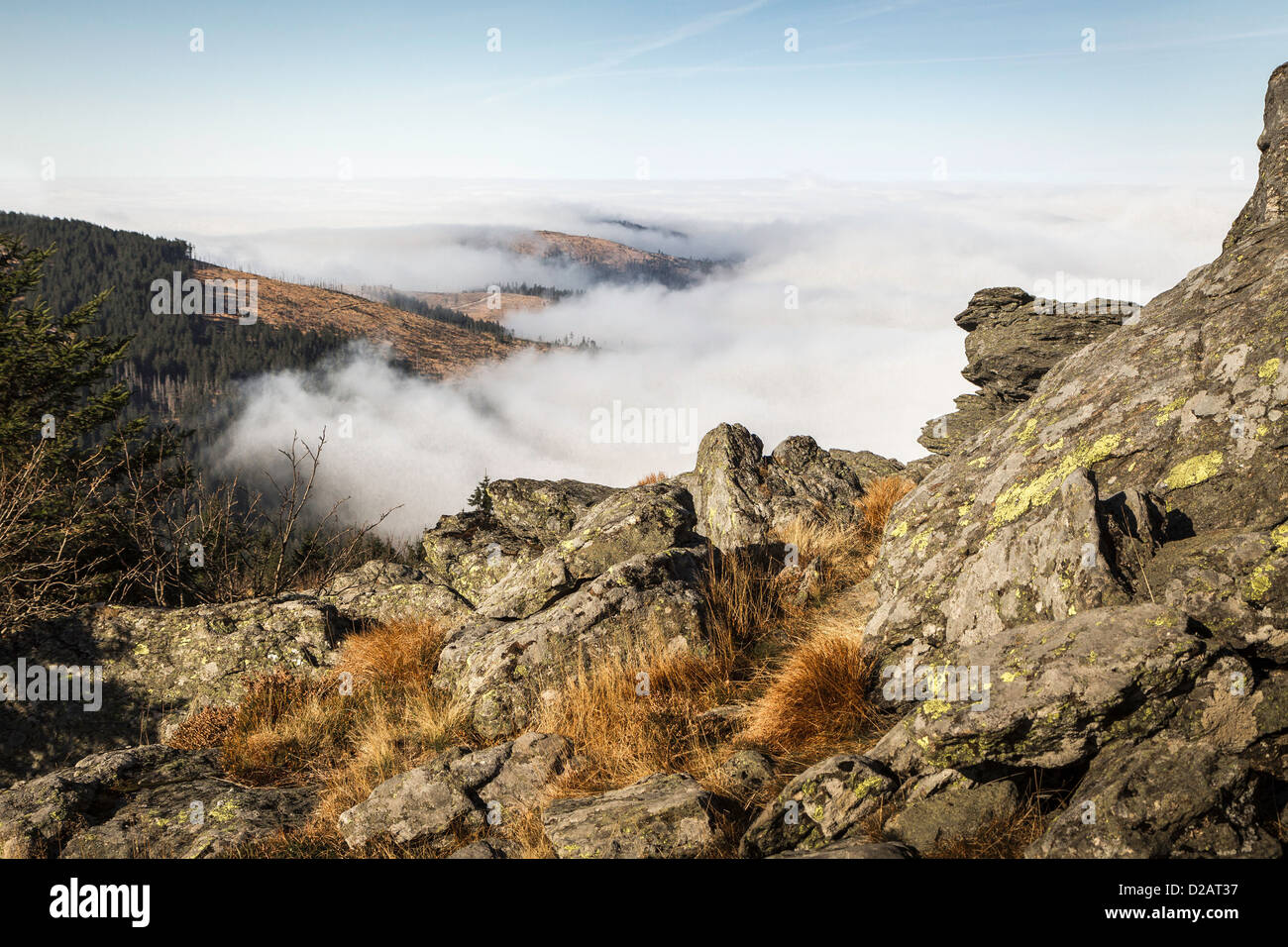 Low clouds over rural landscape Stock Photo - Alamy
