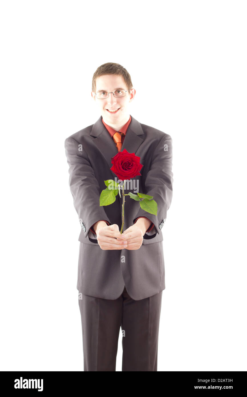 Young man with a rose Stock Photo - Alamy