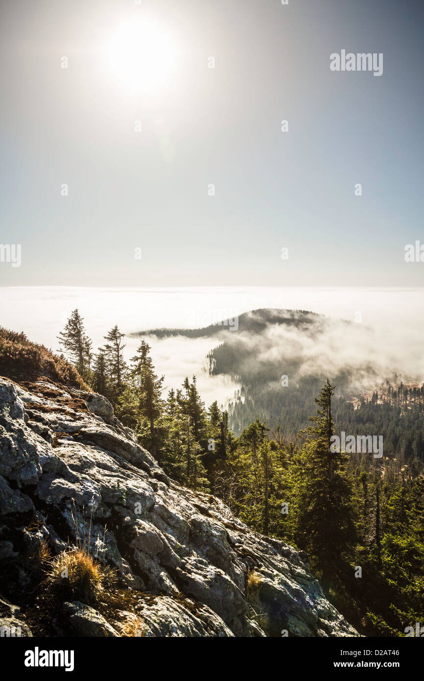 Low clouds over rural landscape Stock Photo - Alamy