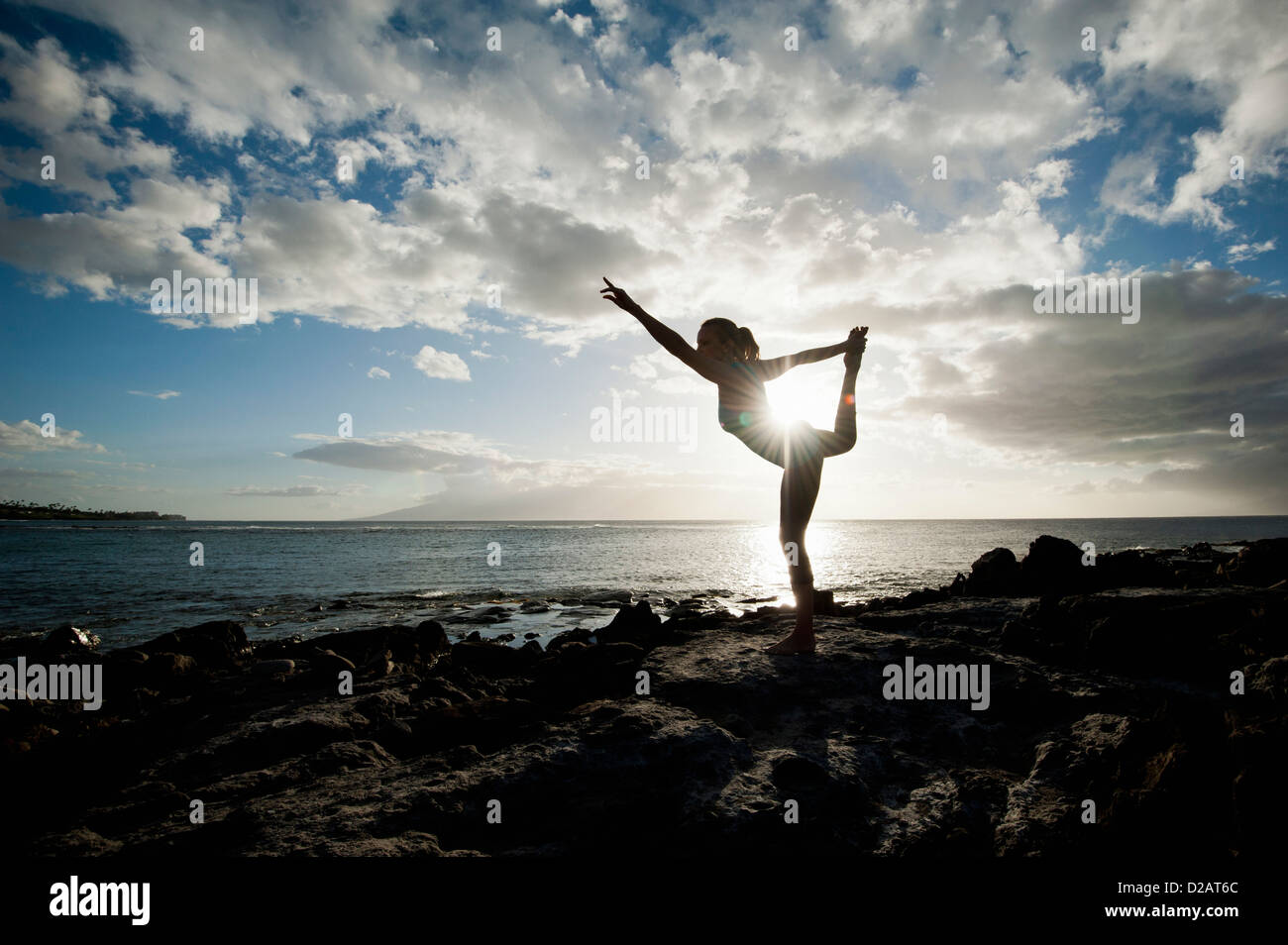 Silhouette woman standing on rock hi-res stock photography and images ...