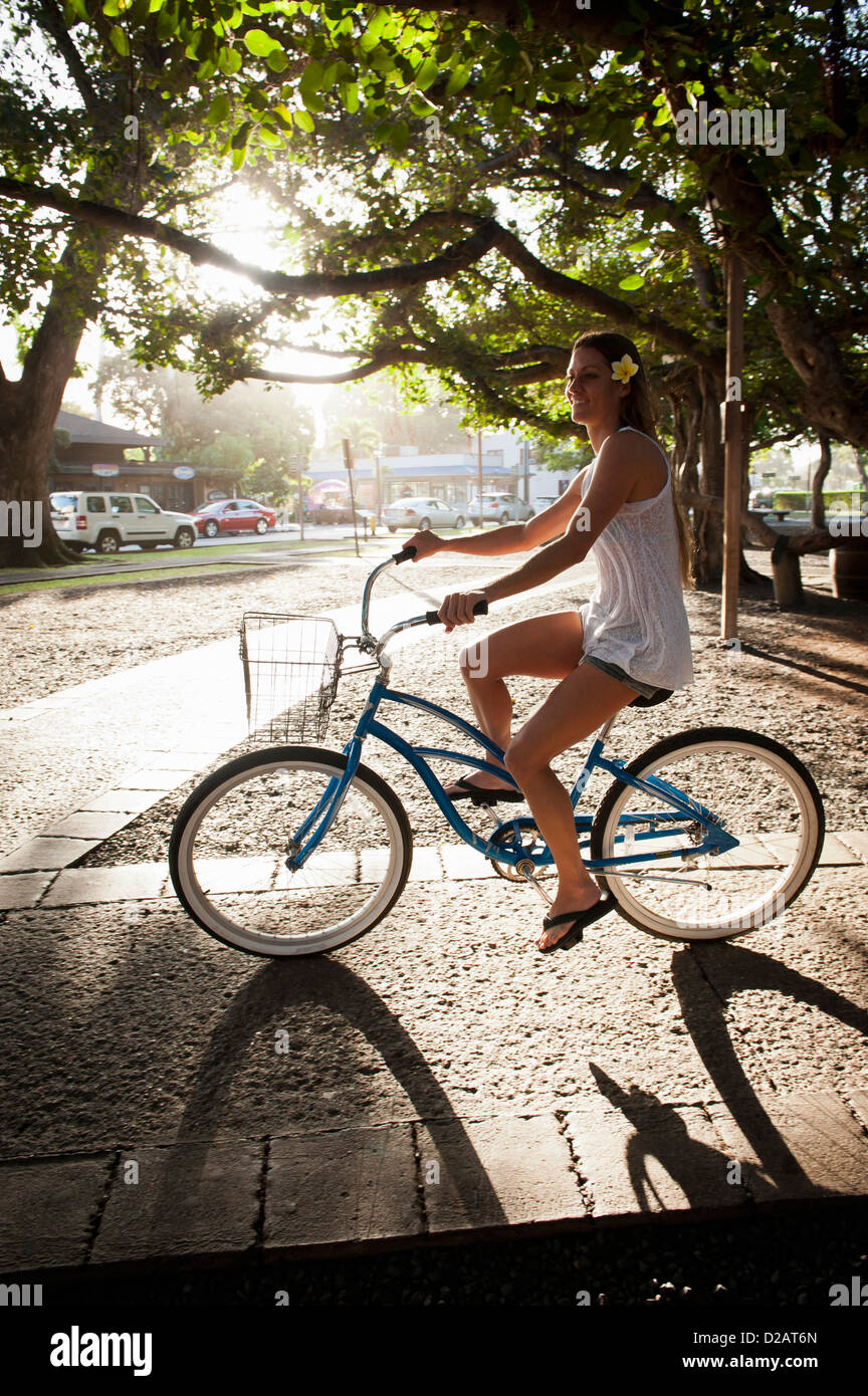 One woman cycling summer side view hi-res stock photography and images ...