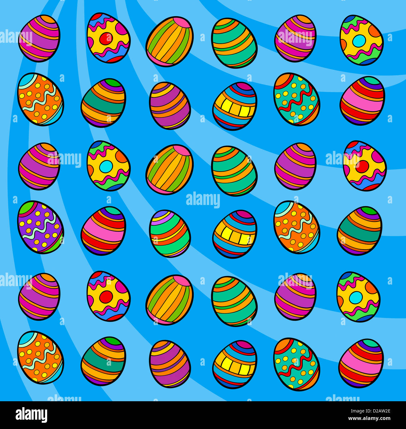 Cartoon Illustration of Colorful Painted Easter Eggs Background Stock ...