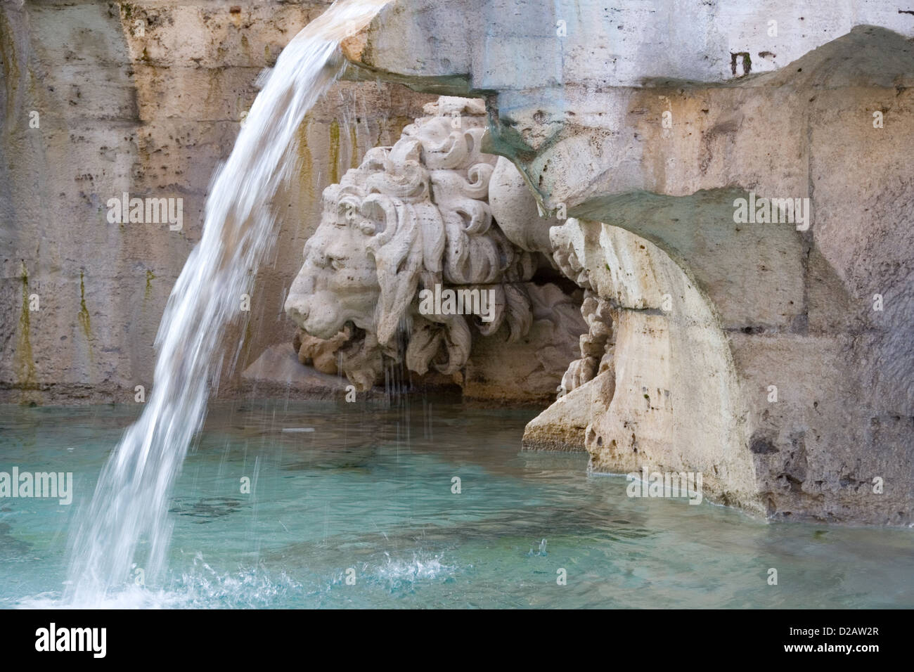 Drinking lion, part of Four Rivers fountain of Bernini Stock Photo - Alamy