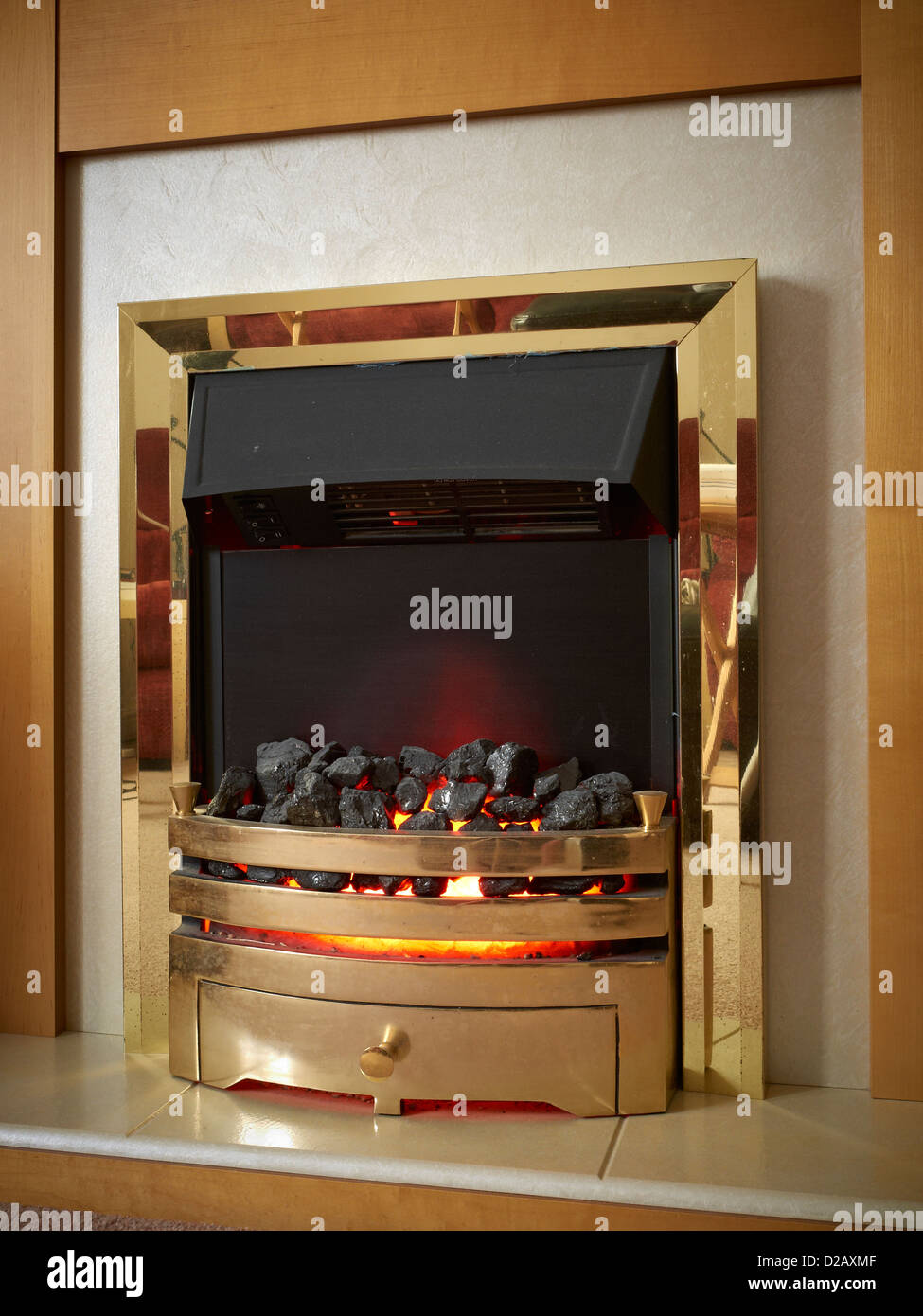 Close up of a electric fireplace in livingroom Stock Photo - Alamy