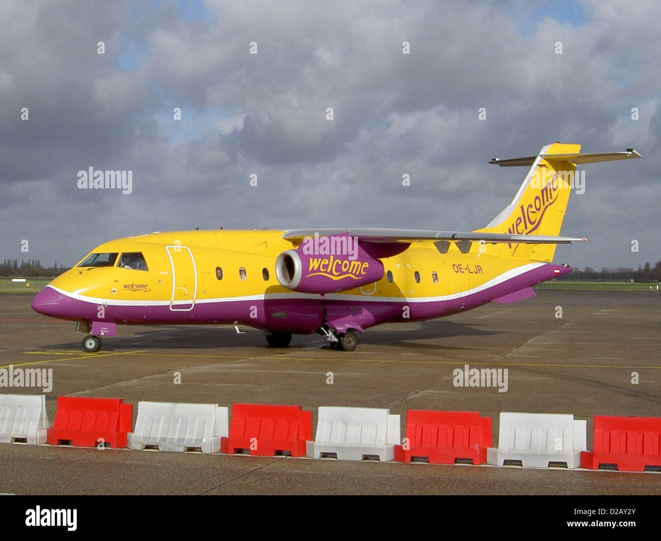 The OE-LJR Dornier 328-300, operated by Welcome Air, is a regional jet ...