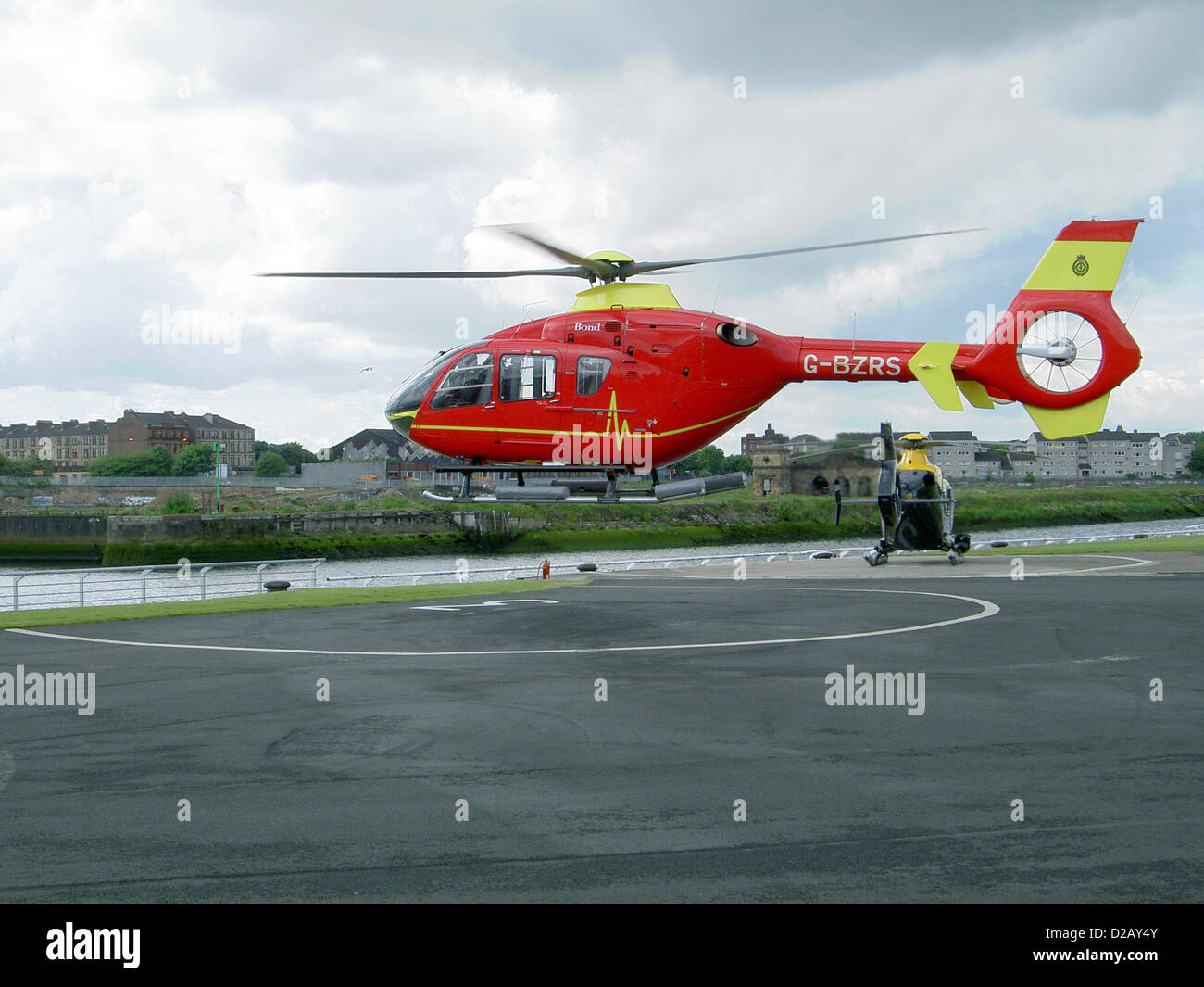 The Eurocopter EC135 G-BZRS is a medical helicopter based at Heliport ...