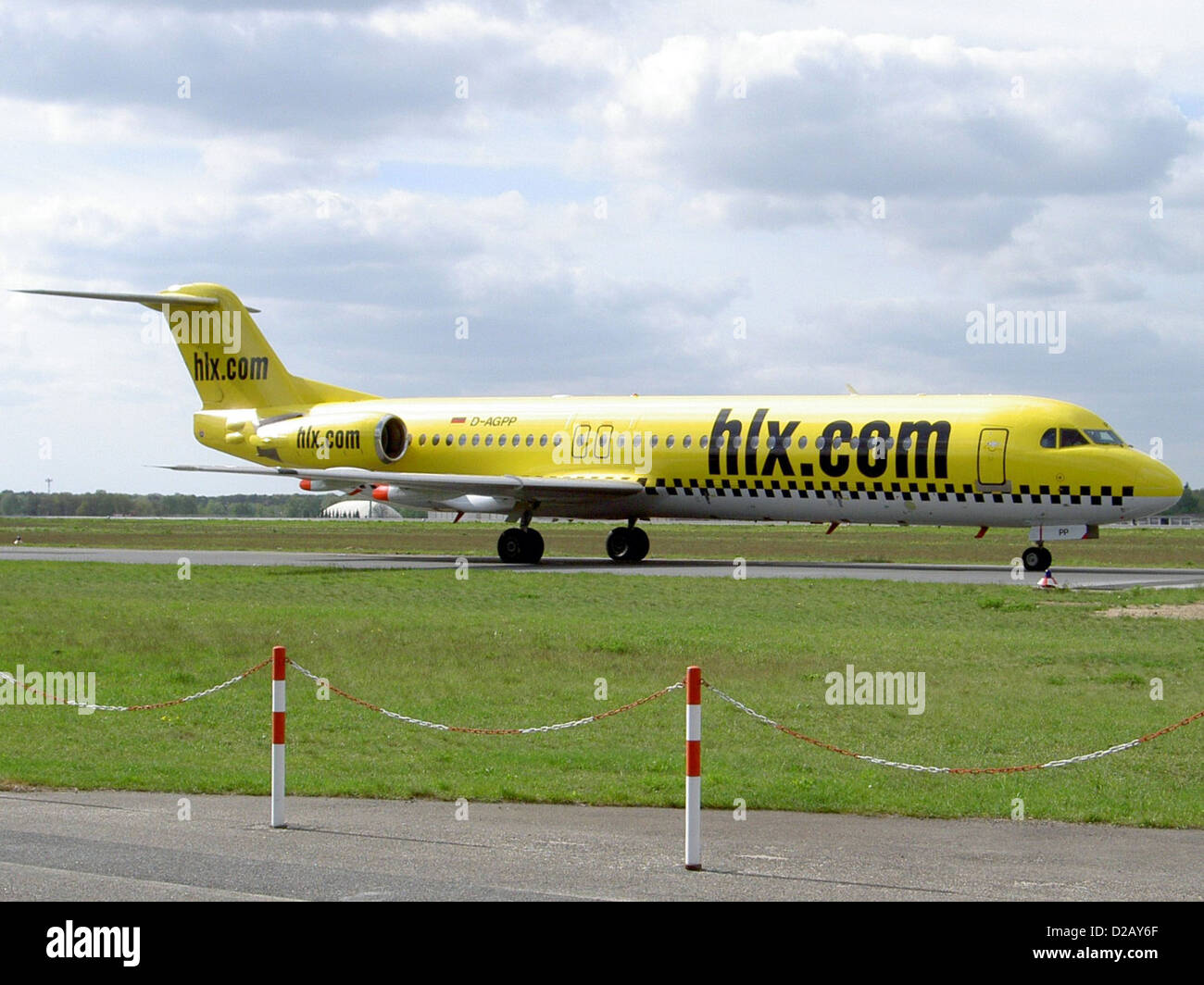 The D-AGPP Fokker 100, known as 'Yellow Cab,' is a regional jet ...