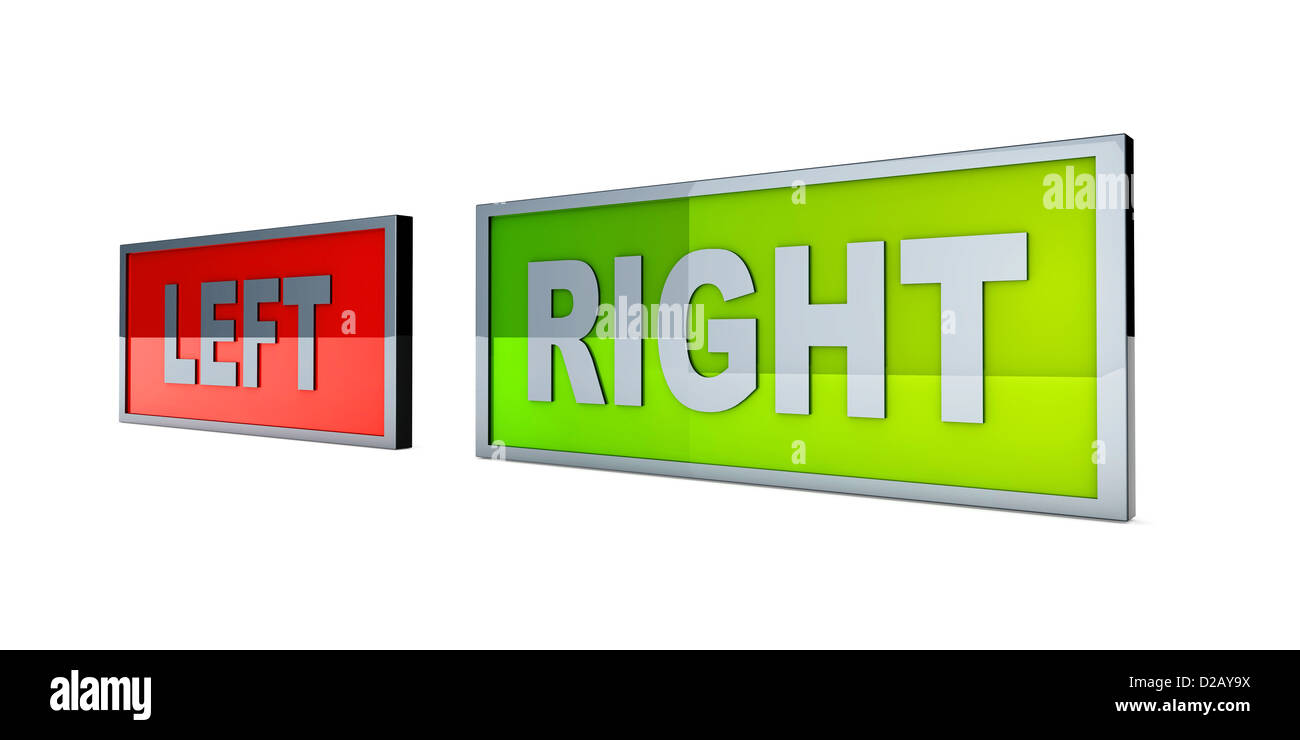Left and right. Political directions. 3D rendered illustration ...