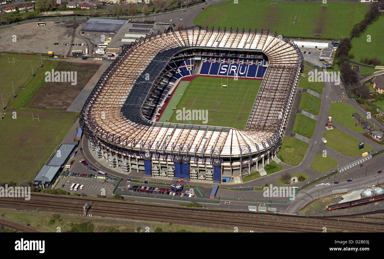 Aerial view of Murrayfield Rugby Stadium in Edinburgh, home of the ...
